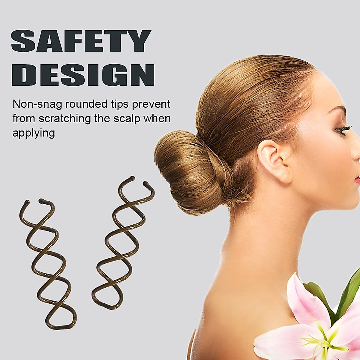 Spiral Bobby Pins Brown with Storage Tin, 20 Pcs Spin Pins for Hair (2 Inch), Premium Spiral Hair Pins for Buns, Non Scratched Twist Screw Hair Pins for Women Girls and Kids