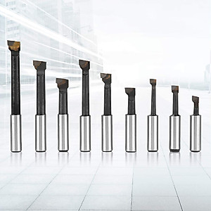9pcs 3/8" Round Shank Boring Bar Set High Speed Steel Boring Bar Carbide Tipped Bars Lathe Tools