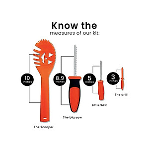 KINREX Pumpkin Carving Kit – Halloween Carve Tools Set For Kids & Adults, 8 Paper Stencils Patterns Designs Templates Jack o Lantern Decoration, Includes Small & Big Saw Tool, Scooper & Drill