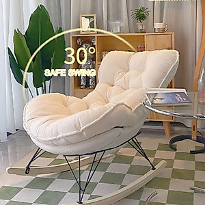 HARELA Outdoor Patio Rocking Chairs, Indoor Rocking Chair Comfy Rocker Chair with Thick Cushion, Modern Lounge Chair for Porch, Garden, Patio, Backyard