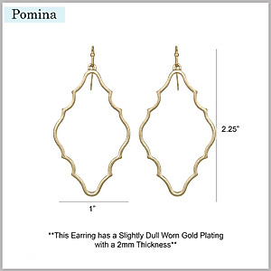 POMINA Lightweight Simple Basic Geometric Gold Dangle Drop Earrings Open Gold Teardrop Earrings for Women (A) Worn Gold)