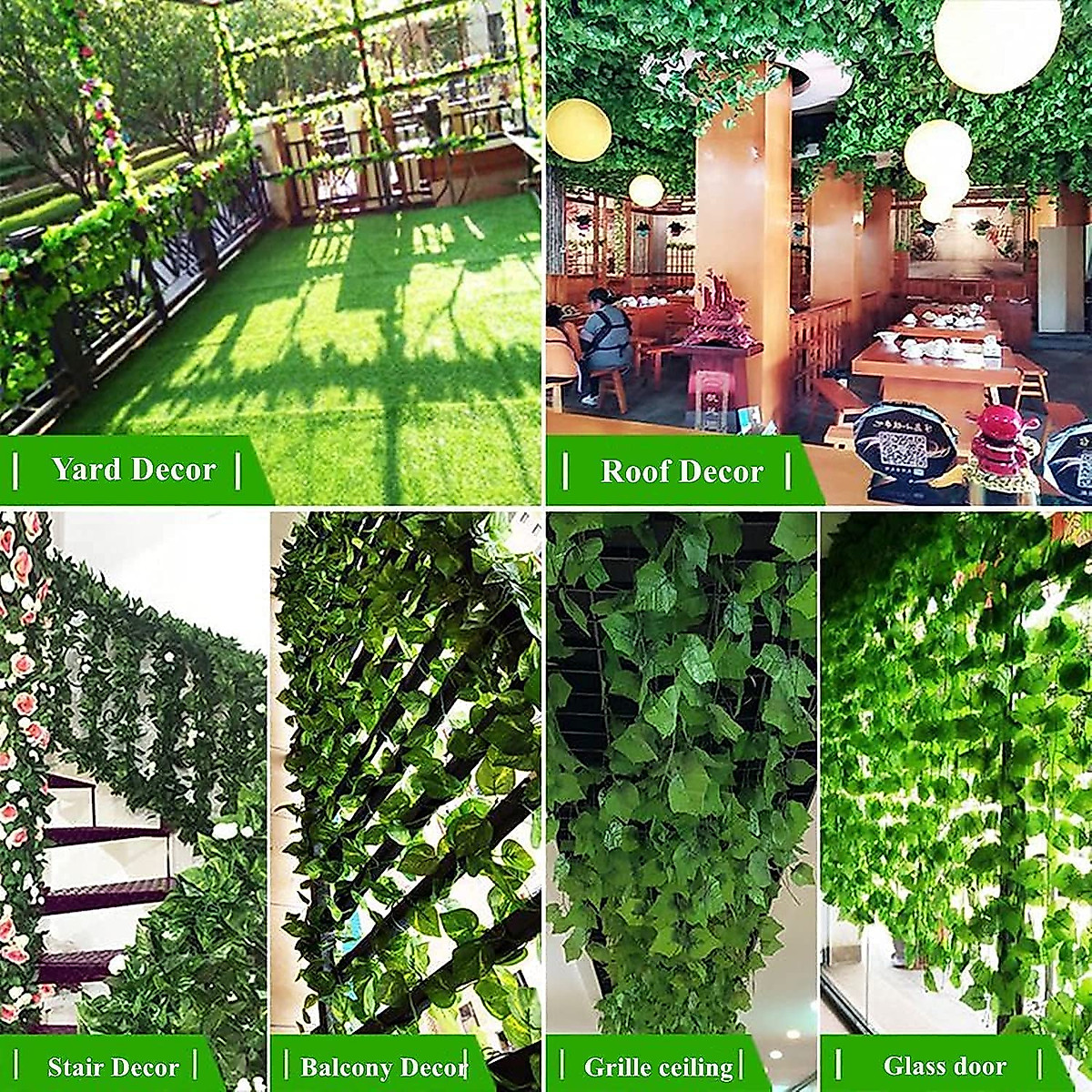 SHINILY 84Ft 12 Strands Artificial Ivy Fake Vines, Greenery Leaves Ivy Garland Artificial Hanging Plants for Home Kitchen Garden Wedding Party Wall Room Decor