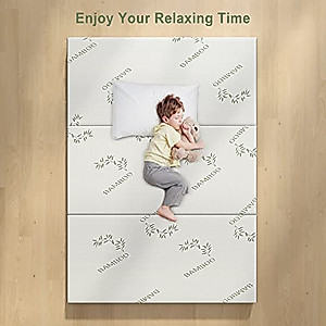 TeQsli Folding Mattress Queen, Gel Memory Foam Portable Tri-Fold Mattress Topper 4 Inch with Washable Bamboo Cover, Non-Slip Bottom, Breathable Mesh Sides for Traveling, Camping, Guest Bed