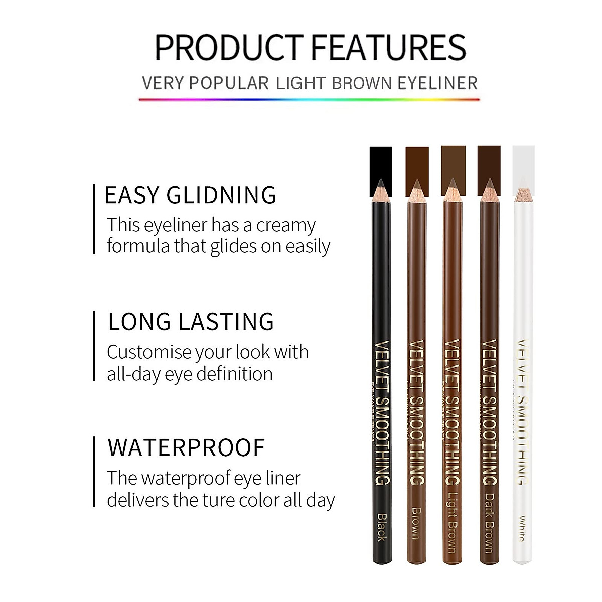 Zevni SUMEITANG Eyeliner Pencil 12 Pcs 2 in 1 Wooden Black Eye liner & Eyebrow Pencil Women Makeup Easy to Color Long lasting Waterproof