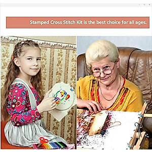 Cross-Stitch Stamped Kits, Loyal Cat, DIY Designs Cross-Stitch Easy Supplies Needlework, Needlepoint Embroidery Gift for Home Decor 16x20 inch