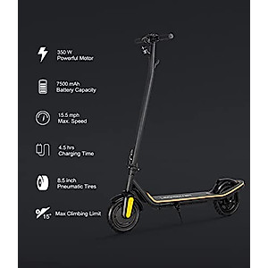 LEQISMART Electric Scooter Adults, 350W Motor & 15.5MPH, 8.5" Pneumatic Tires, 12-17 Miles Range E with 270Wh Battery, Foldable Commuting for Adults