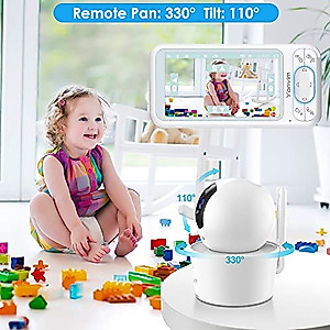 Yonvim Baby Monitor 1080P 5" HD, Video Baby Monitor with Camera and Audio, 5000mAh Battery, 2 Mounts, No WiFi Needed, Night Vision, Long Range, 2-Way Talk, Remote Pan Tilt, Temperature Sense, 4X Zoom