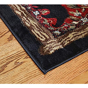 Rustic Lodge Persian Black 8x10 Area Rug, 7'10x9'10