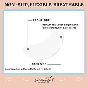 DiviniTi Under Eye Gel Pads - Lint Free Gel Eye Pads for Lash Extensions with Aloe Vera Hydrogel Eye Patches, Eyelash Extension Supplies & Beauty Tools, Fit Most Eye Shape, Stick Well - Under Eye Pads