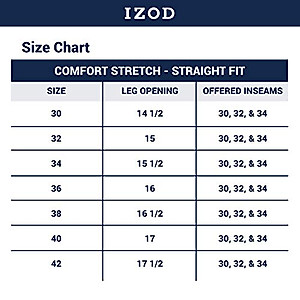 IZOD Men's Comfort Stretch Straight Fit Jean, Mavericks Blue, 34x32