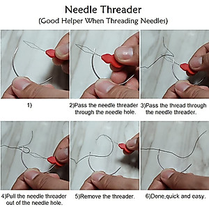 70PCS Kit U-Shape Snap Clips for Hair Extensions 6 Teeth Metal Wig Clips Blonde Hair Weave Thread Needle Kit with Curved Needles T Pins Needle Threader Thimble,Beige