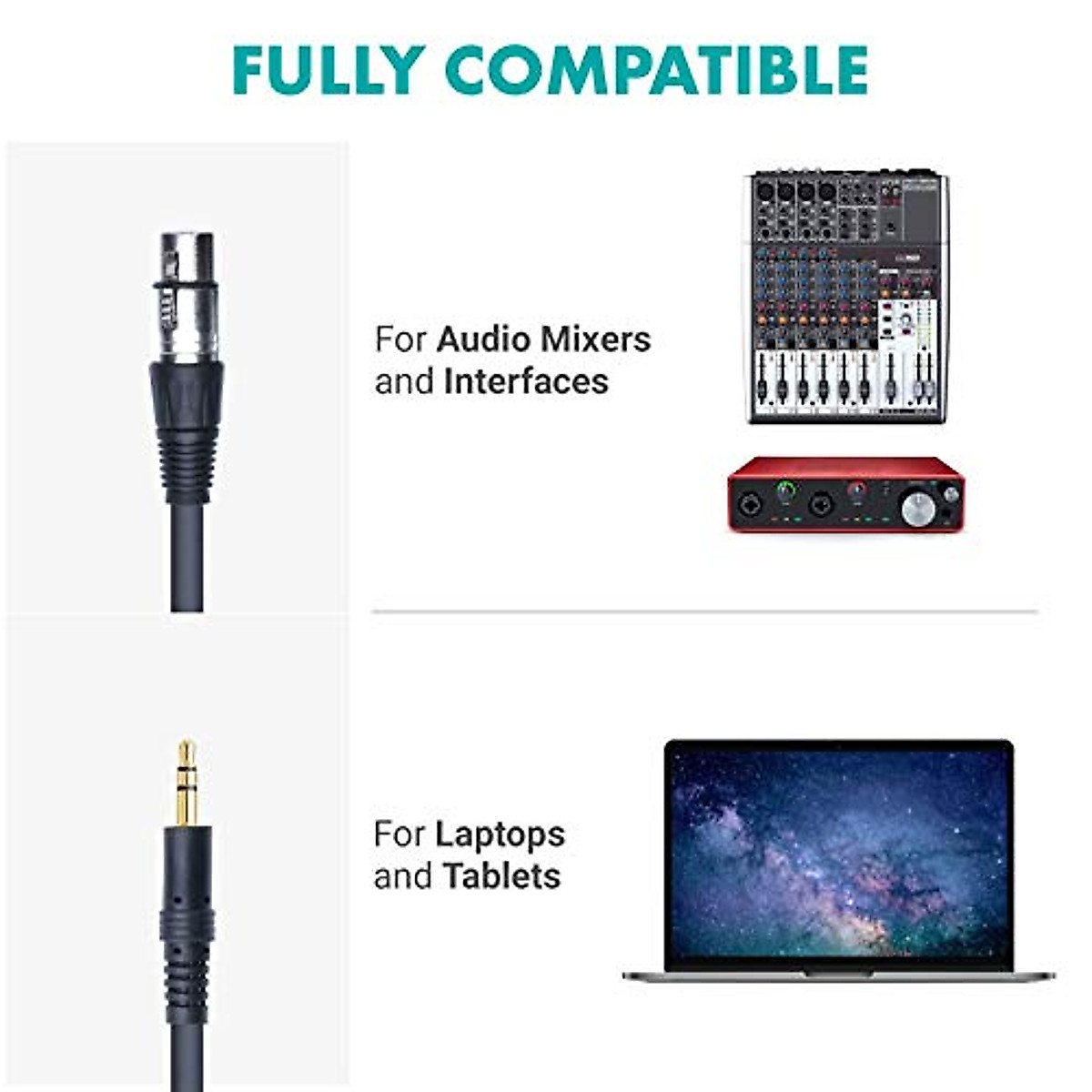 Movo PC-M6 Universal Cardioid Condenser Microphone Bundle with Tabletop Mic Stand, Dual Layer Pop Filter, and Audio Cables - Great Studio Equipment Kit with Perfect Singing Microphone for Recording