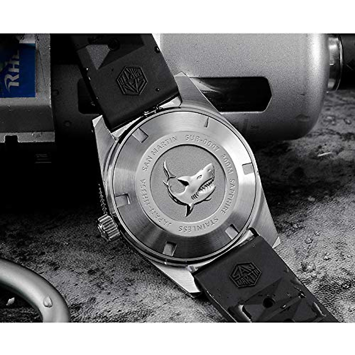 san martin 62Mas Diver Mechanical Automatic Men Watch Stainless Steel NH35 Ceramic Bezel Sunray Dial Sapphire Glass (Model 1)