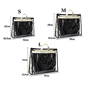 3 Pack Handbag Organizer Dust Cover Bag Transparent Anti-dust Purse Storage Bag for Hanging Closet with Zipper and Handle Space-saving Storage Bag( Handbag Storage)