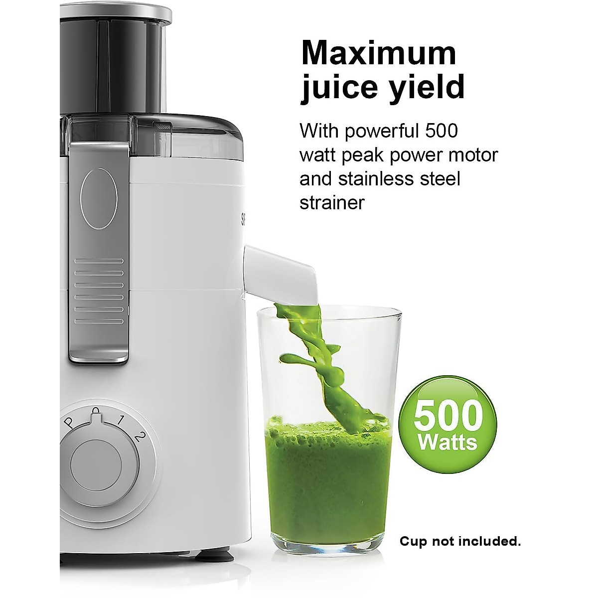 Juicer Machines, SiFENE Compact Centrifugal Juicer Extractor, Juice Maker for Vegetable and Fruit with 3-Speed Setting, Non-BPA, Easy to Clean (White)