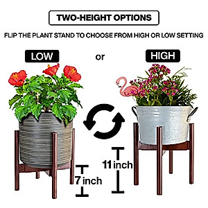 ZPirates Wood Plant Stand for Indoor and Outdoor - Adjustable Width (up to 12 Inches) for Small Medium and Large Planter Pots -14-inch Tall