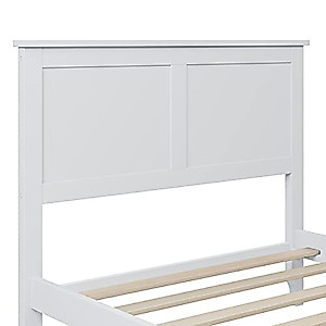 Knocbel Modern Full Platform Bed Frame with Headboard Footboard and 10 Slats Support, No Box Spring Needed, 76" L x 54.3" W x 38.2" H (White)