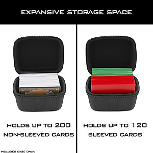 CASEMATIX Card Deck Box for Up to 200 Cards - Hard Shell Playing Card Case with Non-Scratch Fabrics and Metal Carabiner Compatible with Magic The Gathering and Other TCGs, Case Only
