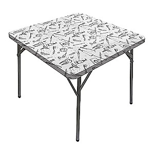 JUNTAIY Doodle Elastic Edged Tablecloth, Hand Drawn Medical Pattern Dental Hygiene Home Decorative Tablecloths, Fits 36x36 inch Table, Great for Home Kitchen/Parties/Holiday Dinner, Black and White