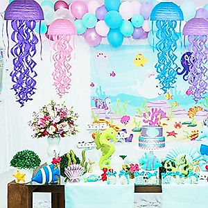 CHRORINE Mermaid Wish Jellyfish Hanging Decorations, Mermaid Birthday Party Decorations Supplies, Ocean Decor Under The Sea Party Decorations