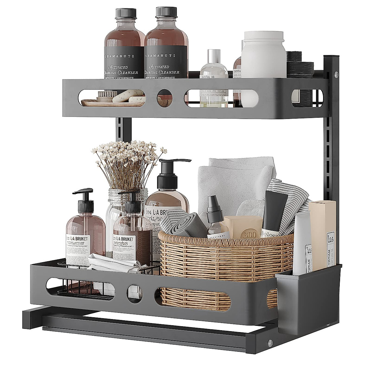 NETEL Under Sink Organizer,Pull Out Cabinet Organizer 2-Tier Slide Out Sliding Shelf Under Cabinet Storage Multi-Use for Under Kitchen Bathroom Sink Organizers and Storage, Black