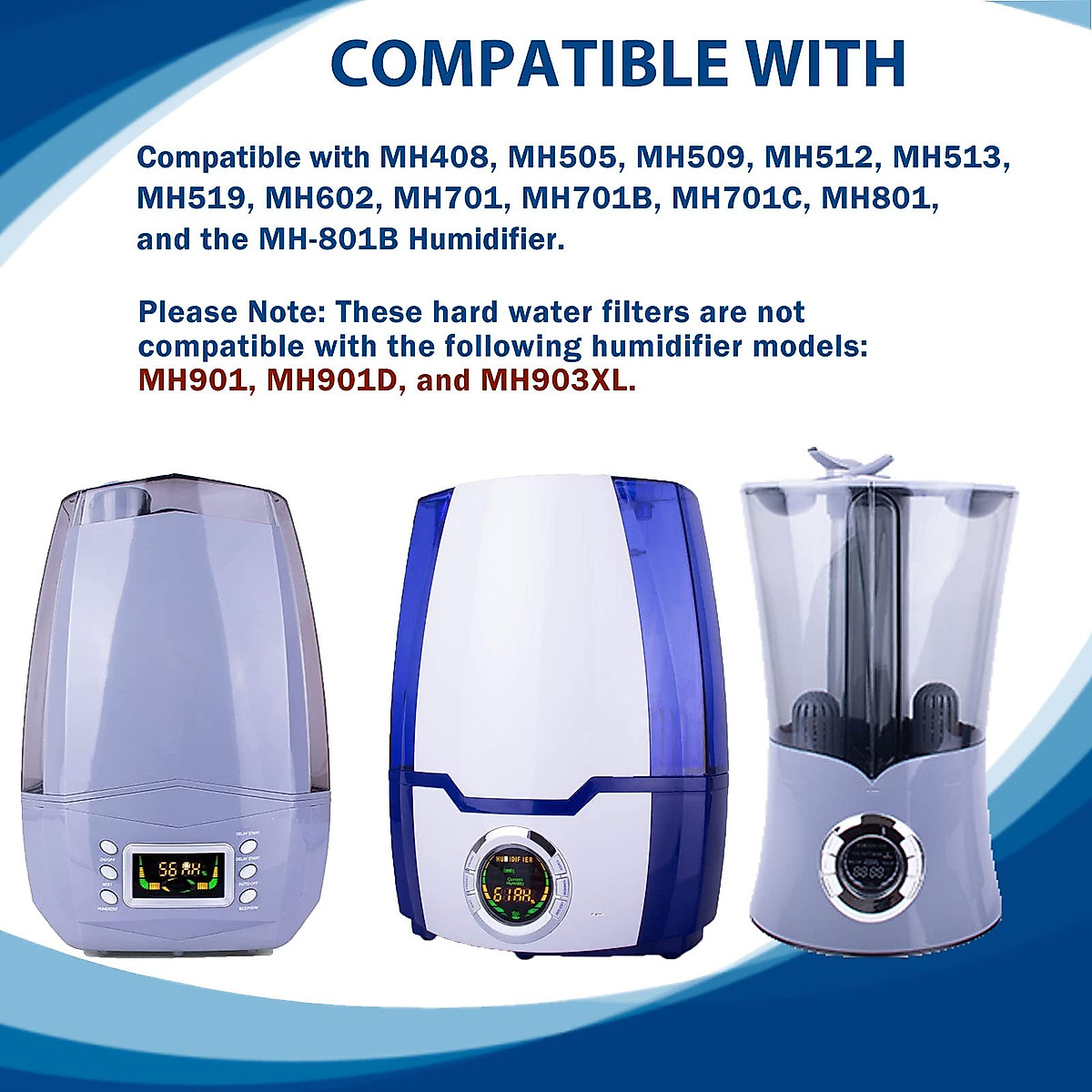 Humidifier Demineralization Filters Compatible with Air Innovations HUMIDIF Humidifier, Demineralization Cartridge Filters Silver 8 Pack