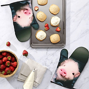 Cute Little Pig Oven Mitts Oven Gloves Heat Resistant Sets of 2,Waterproof Print Thick Cotton for Cooking