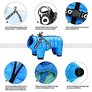 Didog Winter Small Dog Coats,Waterproof Jackets with Harness & D Rings, Warm Zip Up Cold Weather Coats for Puppy & Cats Walking Hiking,Blue,Chest: 13"