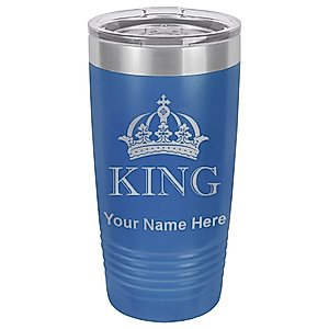 LaserGram 20oz Vacuum Insulated Tumbler Mug, King Crown, Personalized Engraving Included (Dark Blue)