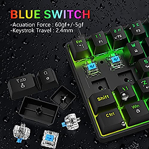 SELORSS ZIYOULANG T60 60% Compact Mechanical Gaming Keyboard RGB Chroma Type C Ergonomic Mini Keyboard UK Layout 12000DPI Gaming Mouse Honeycomb Shell for PC/PS4/PS5/Xbox(Blue Switch)