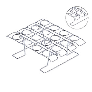 Cupcake Cones Baking Rack, 16-Hole Stainless Steel Ice Cream Cone Stand Holder Foldable Cake Decorating Pastry Tray Waffle Holder for Wedding Birthday