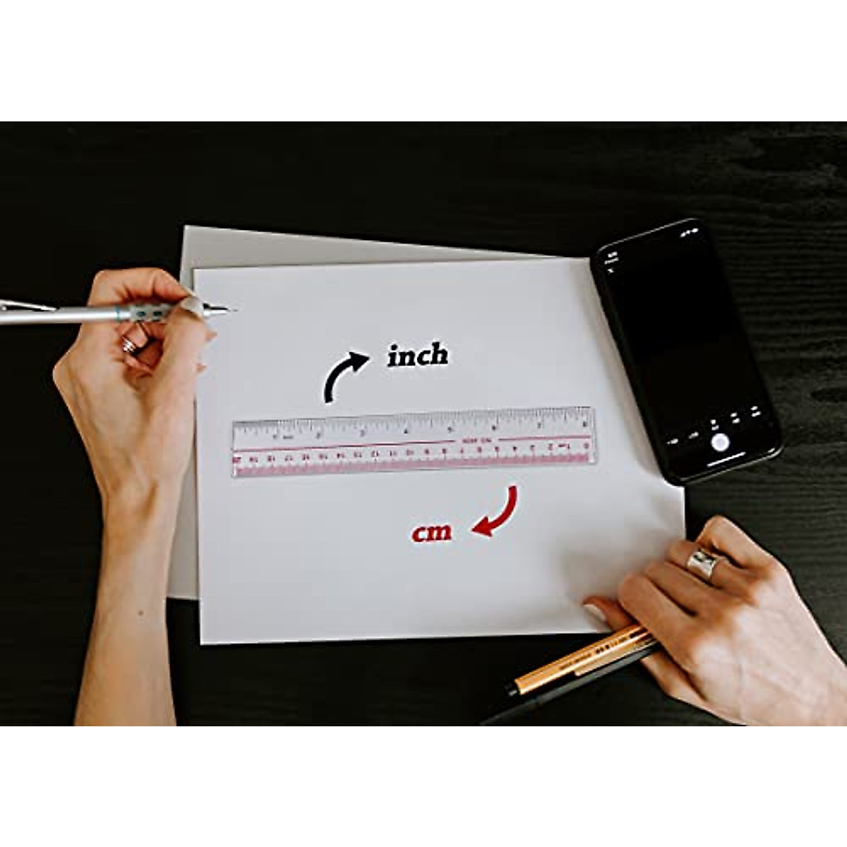 3 Pack Two-Color Scale (inch, cm) Plastic Ruler Set Straight Ruler Plastic Measuring Tool for Student School Office (6 inch Ruler,8 inch Ruler, 12 inch ruler/15,20,30cm)