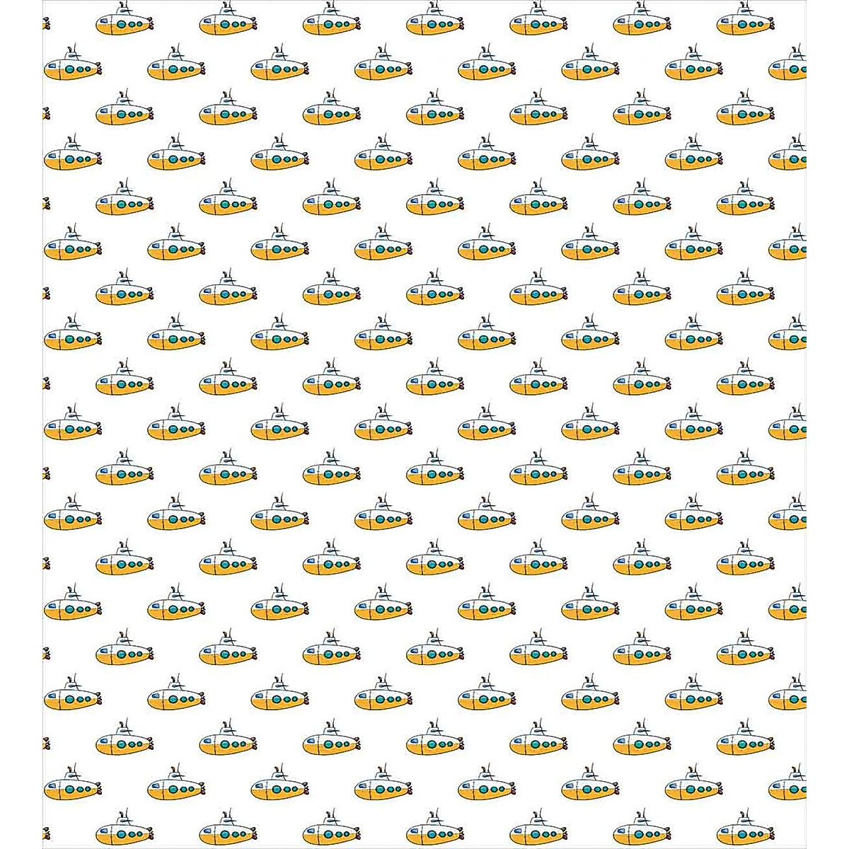 Lunarable Under The Sea Duvet Cover Sets, Hand Drawn Submarine Cartoon Marine Themed Design, Bedding Set with 2 Duvet Covers 4 Pillowcases, 2 Pack Cal King Size, Blue Earth Yellow Brown