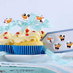 1000 Pieces Happy Snowman Stickers Christmas Stickers Snowman Roll Circle Face Stickers Winter Holiday Label Stickers Cute Seals Cards Fun Presents for Kids Xmas Party Decoration Supplies