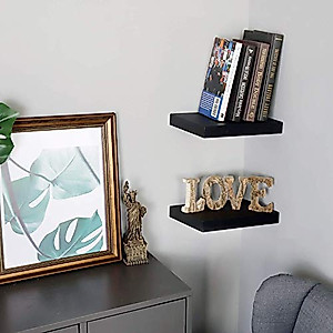 WELLAND Set of 2 Floating Shelves Wall Mounted Shelf, for Home Decor with 8" Deep (Black, 10 inch)