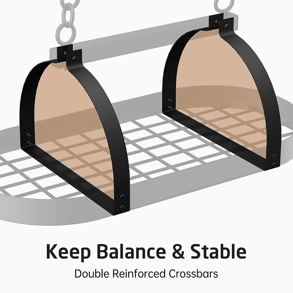 KES Ceiling Pot Rack 34-Inch Hanging Pot Rack for Kitchen Oval Pot and Pan Rack Matte Black Pot Hanger with 20 S Hooks, KUR221S85-BK