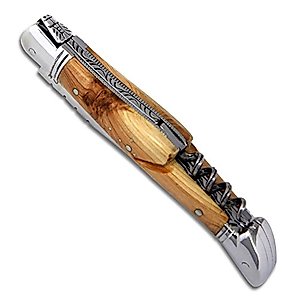 Laguiole pocket knife with Juniper Wood handle and stainless steel bolsters - Direct from France