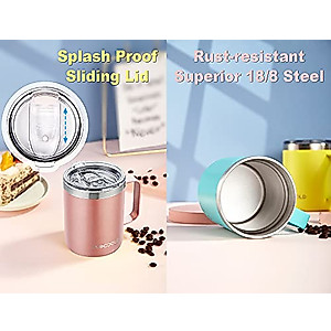 DLOCCOLD Insulated Coffee Mug with Handle 12 oz Stainless Steel Travel Coffee Cup with Lid Spill Proof Reusable Thermos Coffee Cups for Men Women