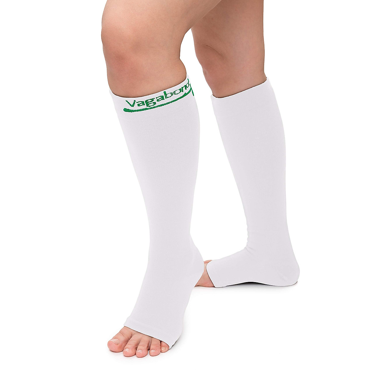 Vagabond 3XL and 2XL Wide Calf Toeless Compression Socks -15-20 mmHg for Fatigue, Pain, Leg Swelling, Comfy Compression (White, 3X-large)