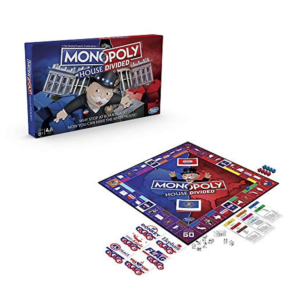 Monopoly House Divided Board Game: Elections and White House Themed Game; Board Game for Families and Kids Ages 8 and Up