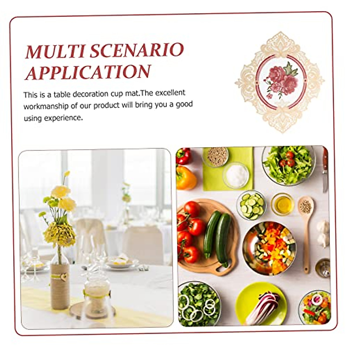 DOITOOL Table Mat Jute Placemat Adorno para Mesa De White Cotton Tablecloth Farmhouse Coasters Heat Proof Placemat Cotton Placemats Retro Lace Coaster Lace Place Mat Decor Mug 4pcs