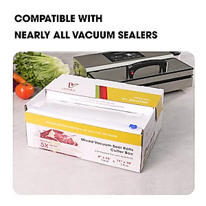 Vacuum Sealer Roll (8” x 75’ and 11” x 75’) Keeper with Cutter - Premium Seal Bags for Food Saver, Ideal for Meal Prep, Sous Vide, and Storage, Vesta Precision