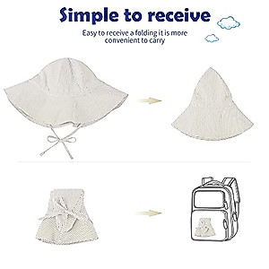 Zando Baby Girl Sun Hat Infant Wide Brim Hats Baby Boy Beach Hat UPF 50+ Toddler Caps for Boys Girls Baby Bucket Hat Beige 0-6 Months