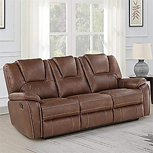 Steve Silver Katrine Brown Faux Leather Manual Reclining Sofa