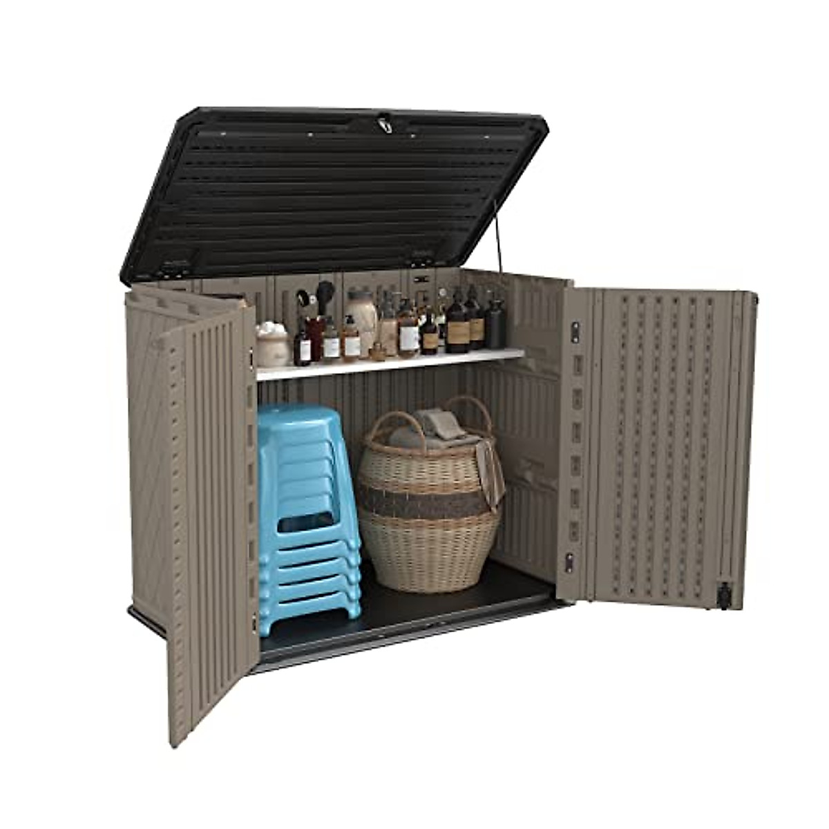 ADDOK DIYOKAI Metal Laminate Shelving for Storage Shed, 1 Piece Storage Shed Shelf to Hold 44 lbs, 46 in *13 in *1 in, Black