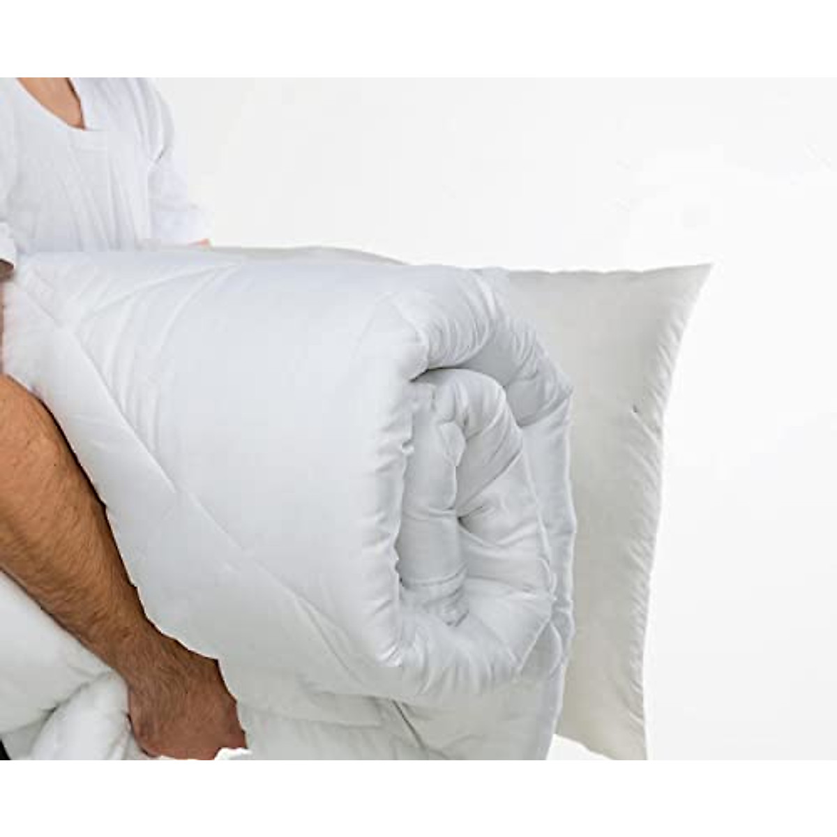 WHITEWRAP Down Alternative Comforter Queen | White | All Season Corner Duvet Tabs | Fluffy, Plush Microfiber Fill, Machine Washable, Duvet Insert | Stand Alone Comforter, Box Stitched