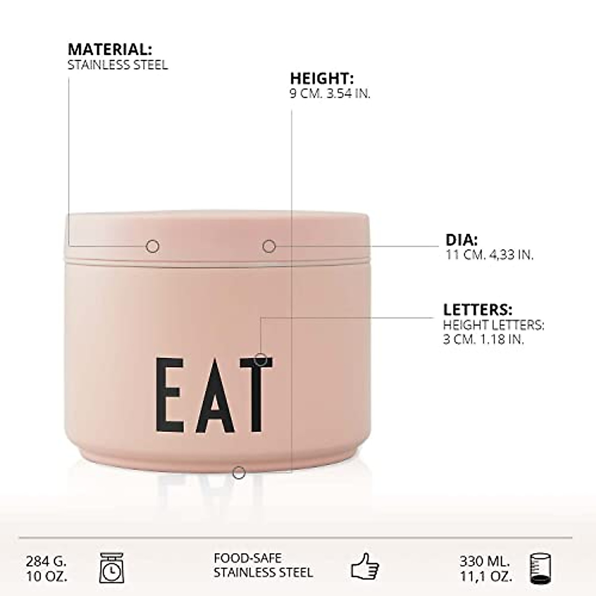 Design Letters Insulated Food Jar with Spoon | Food Container Leak-Proof Lid Lunch Box| Stainless Steel Lunch Thermos|To Go Lunch Storage for Hot/Cold Food, Liquid BPA-free Yogurt Container for Office