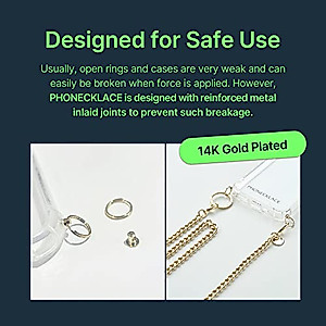 phonecklace iPhone 12Promax Crossbody Phone Case with Adjustible Chain Strap -Shockproof Cellphone Cover with Metal Component for Safe. Detachable 14K Gold Plated Chain Strap
