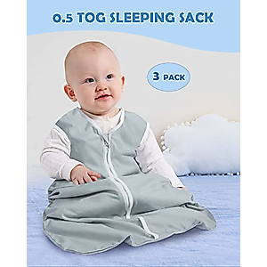 Lictin Baby Sleep Sacks-3 Packs Cotton Baby Wearable Blanket 0.5 TOG,Unisex Sleepsack with Adjustable Length 18-36 Months, Baby Sleeping Bag with 2-Way Safe Zipper for Infant Toddler Boy or Girl