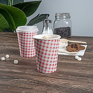 Restaurantware 12 Ounce Disposable Coffee Cups 500 Spiral Wall Hot Cups For Coffee - Lids Sold Separately Rolled Rim Paper Insulated Coffee Cups Picnic Print For Coffee Tea And More